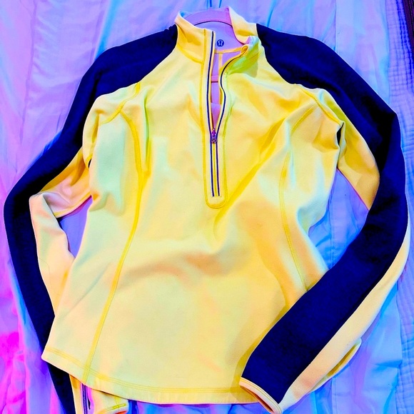 lululemon athletica | Tops | Lululemon Pullover 2 Zip In Bright Yellow ...